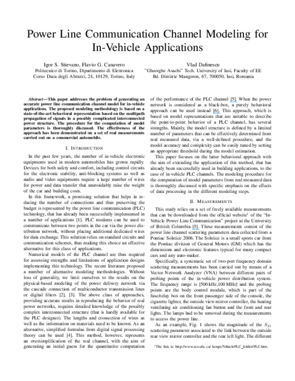 (PDF) Power line communication channel modeling for in-vehicle applications