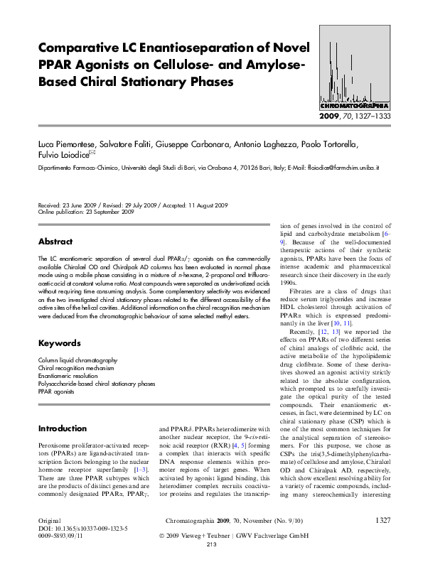 (PDF) Separation and elution order of the enantiomers of some β-agonists using polysaccharide ...