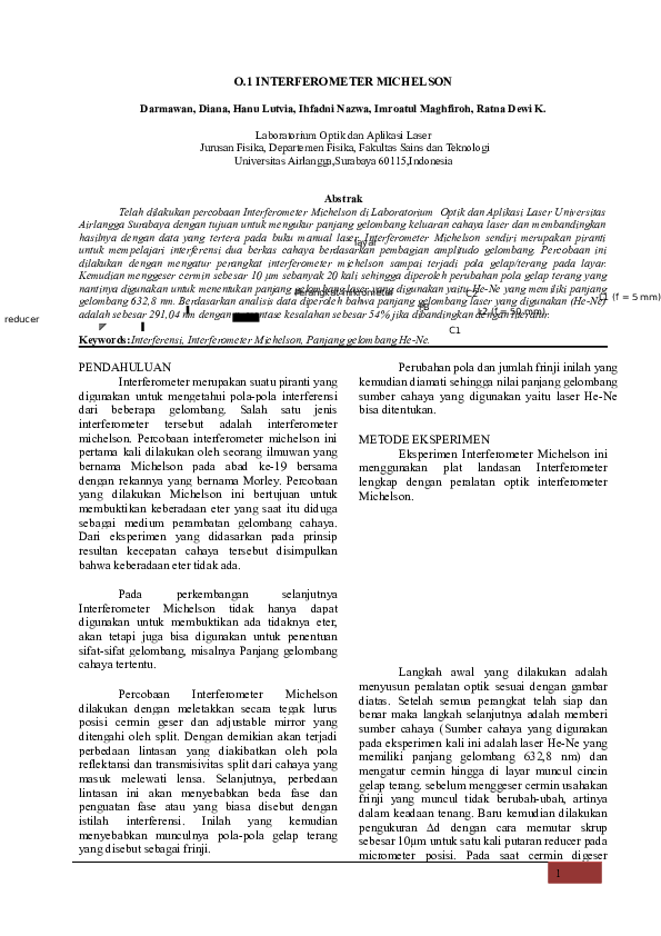 (DOC) Interferometer Michelson