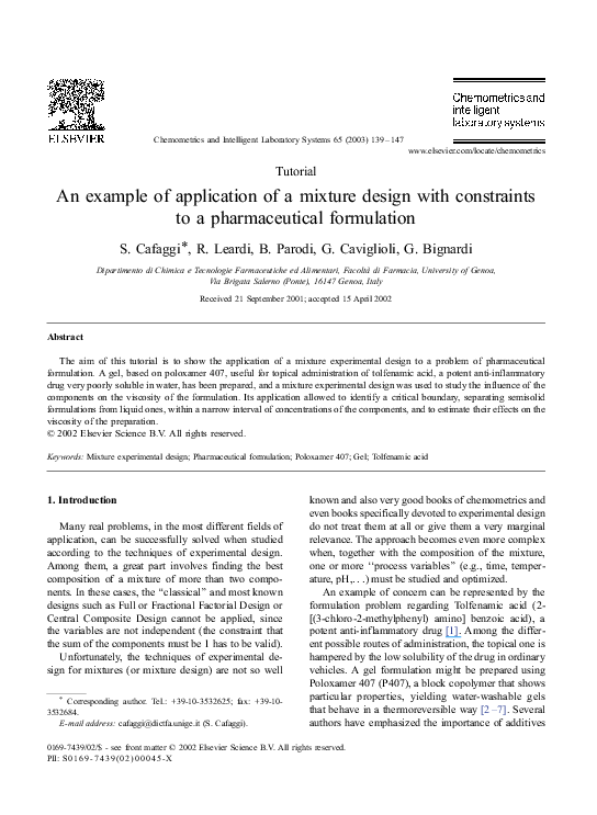 Pdf An Example Of Application Of A Mixture Design With Constraints To
