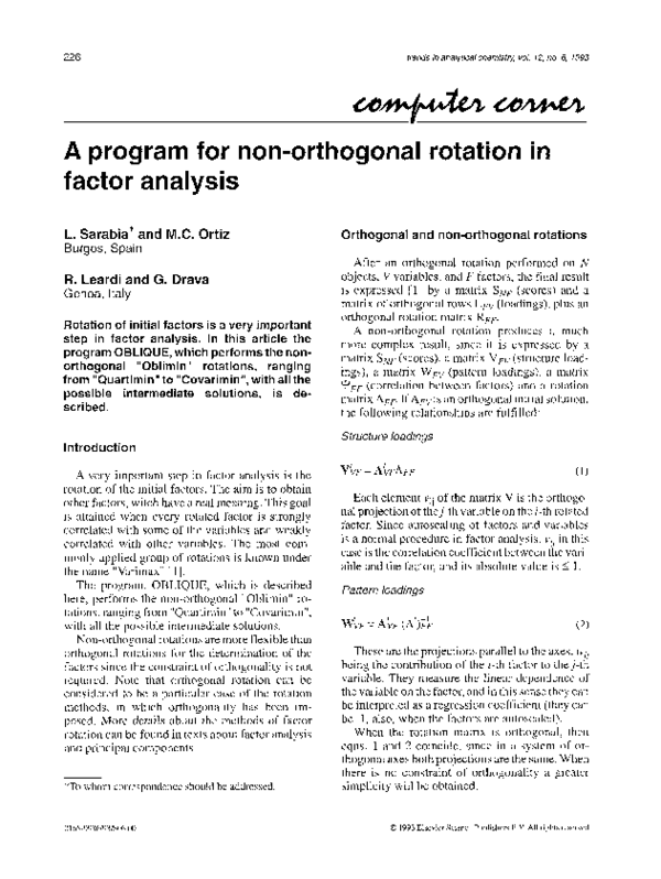 (PDF) A program for non-orthogonal rotation in factor analysis