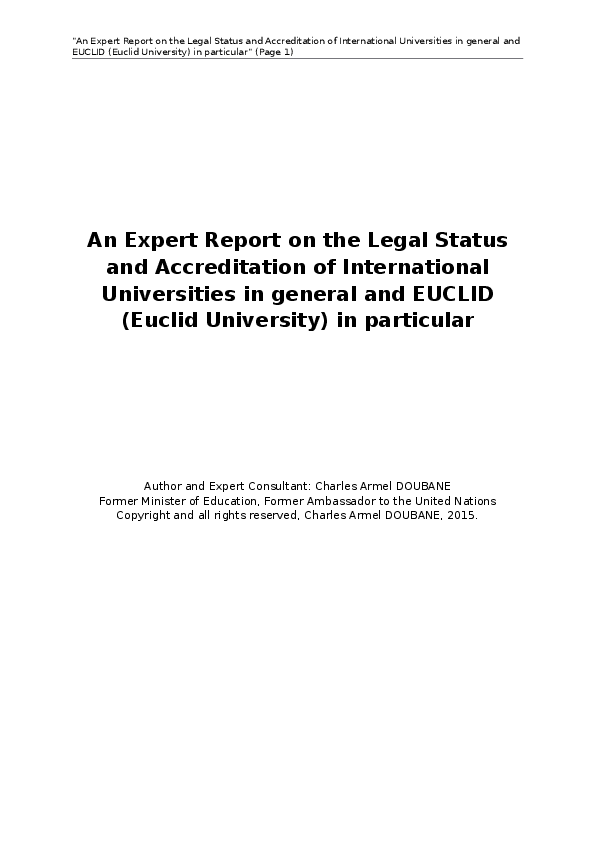 (DOC) An Expert Report on the Legal Status and Accreditation of ...