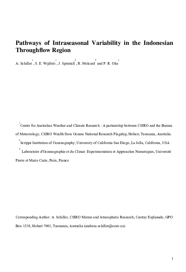 (PDF) Pathways of intraseasonal variability in the Indonesian Throughflow region