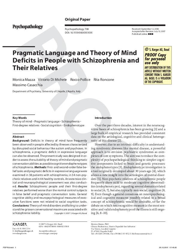 (PDF) Pragmatic Language and Theory of Mind Deficits in People with ...