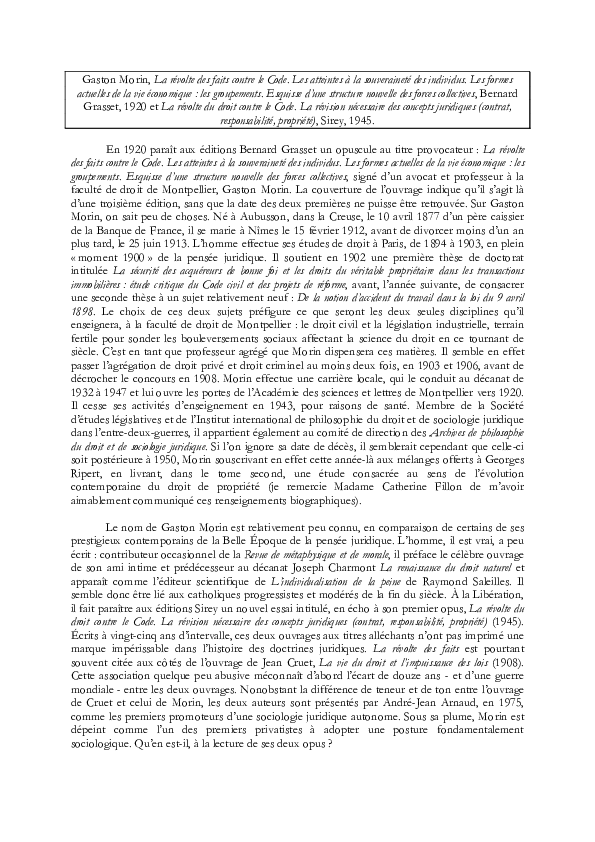 (PDF) Compte rendu de l’ouvrage de Gaston Morin, La révolte des faits ...