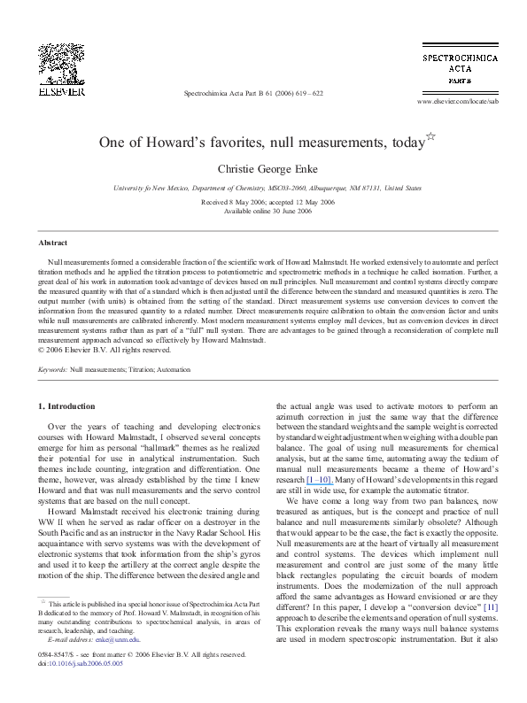 (PDF) One of Howard's favorites, null measurements, today