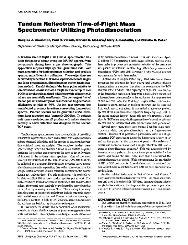 (PDF) Tandem Reflectron Time-of-Flight Mass Spectrometer Utilizing ...