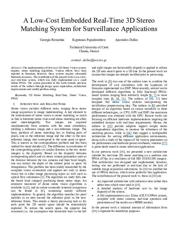 (PDF) A low cost embedded real time 3D stereo matching system for ...