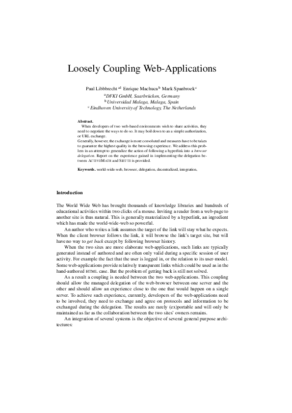 (PDF) Loosely coupling web-applications