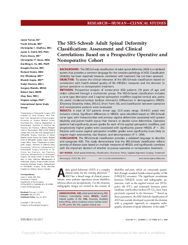 (PDF) The SRS-Schwab Adult Spinal Deformity Classification