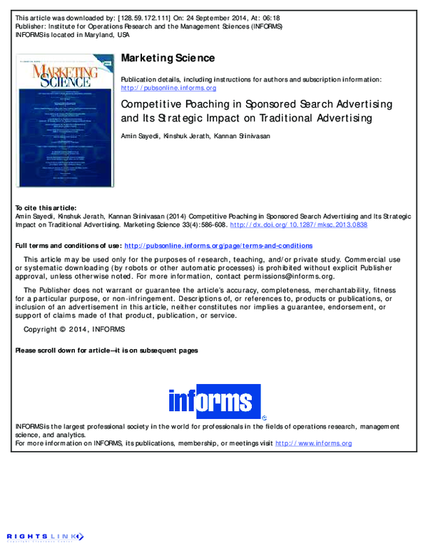 (PDF) Competitive Poaching in Sponsored Search Advertising and Its ...