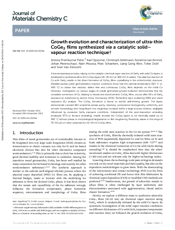 (PDF) Growth evolution and characterization of ultra-thin CoGe2 films ...