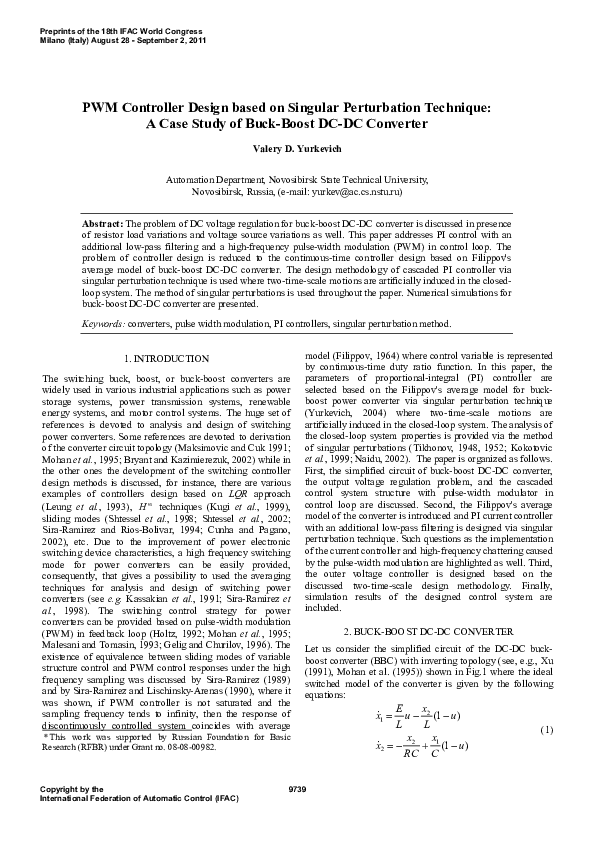 Pdf Pwm Controller Design Based On Singular Perturbation Technique A