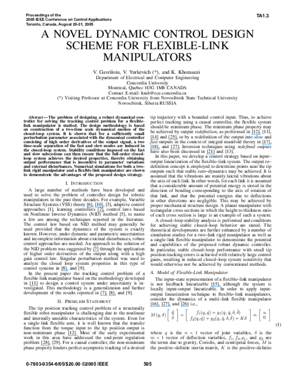(PDF) A novel dynamic control design scheme for flexible-link manipulators