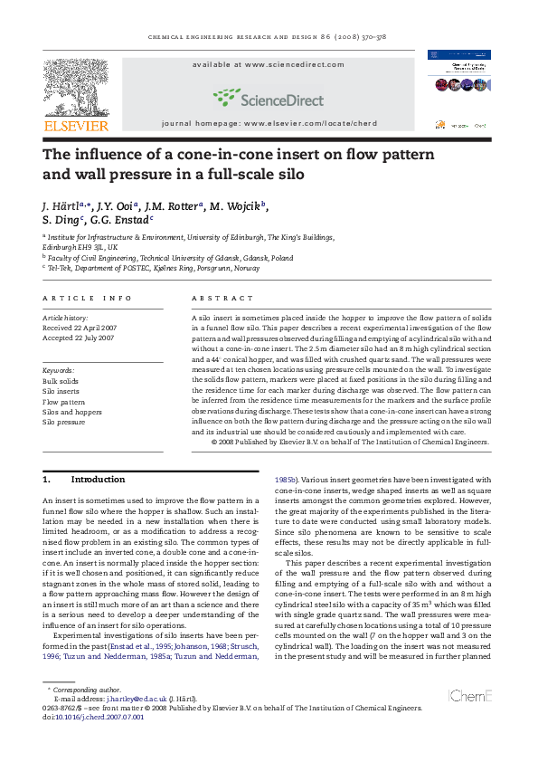 (PDF) The influence of a cone-in-cone insert on flow pattern and wall ...