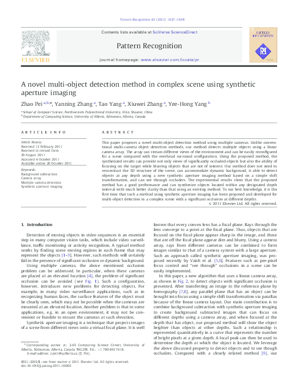 Pdf A Novel Multi Object Detection Method In Complex Scene Using