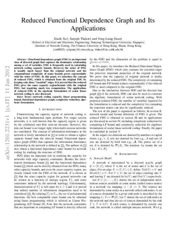 (PDF) Reduced Functional dependence graphs and their applications