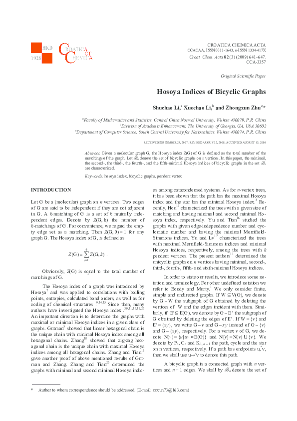 (PDF) Hosoya Indices of Bicyclic Graphs