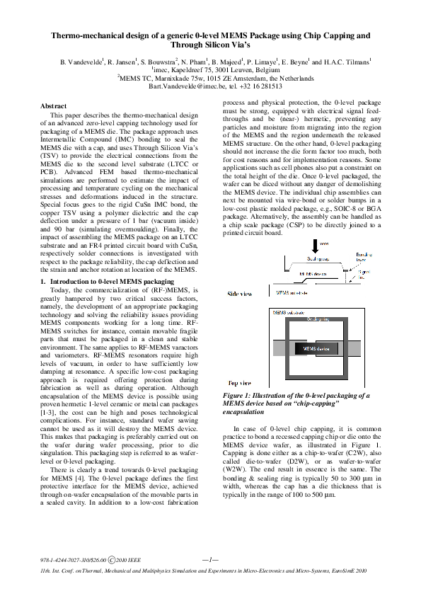 (PDF) Thermomechanical design of a generic 0-level MEMS package using ...
