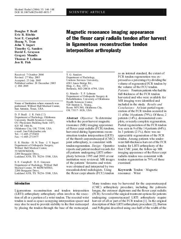 (PDF) Magnetic resonance imaging appearance of the flexor carpi ...