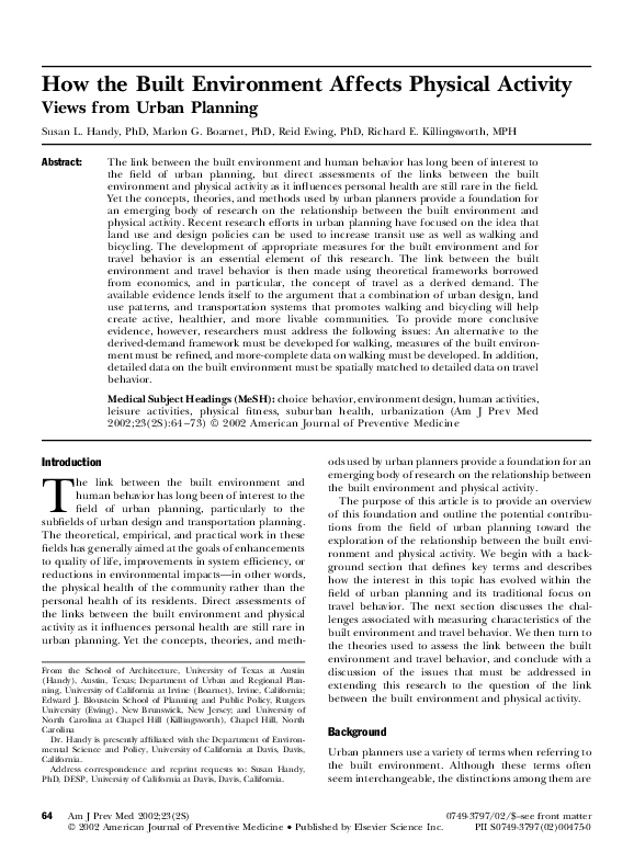(PDF) Characteristics of the Built Environment Associated With Leisure-Time Physical Activity ...
