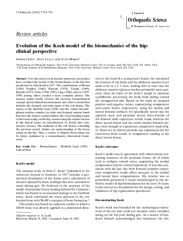 (PDF) Evolution of the Koch model of the biomechanics of the hip ...