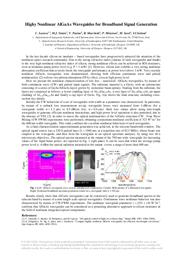 (PDF) Highy Nonlinear AlGaAs Waveguides for Broadband Signal Generation