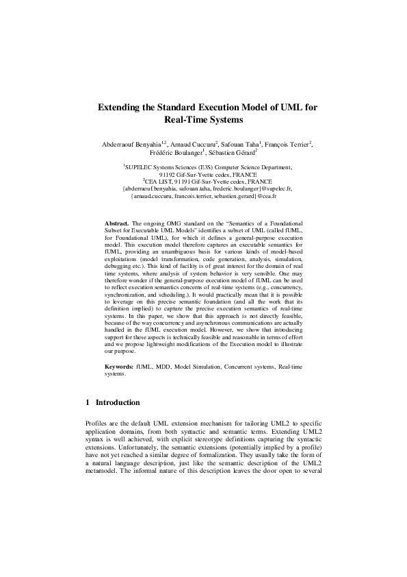 (PDF) Extending the Standard Execution Model of UML for Real-Time Systems