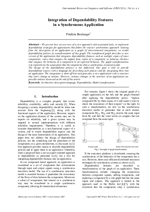 (PDF) Integration of Dependability Modules in a Reactive Application