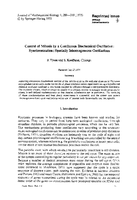 (PDF) Control of mitosis by a continuous biochemical oscillation ...