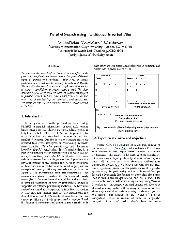 (PDF) Parallel search using partitioned inverted files