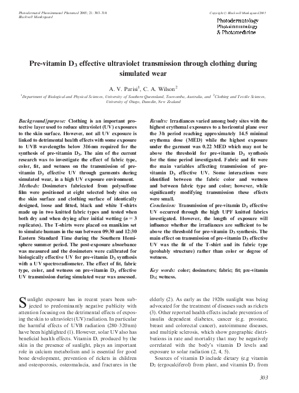 (PDF) Pre-vitamin D3 effective ultraviolet transmission through ...