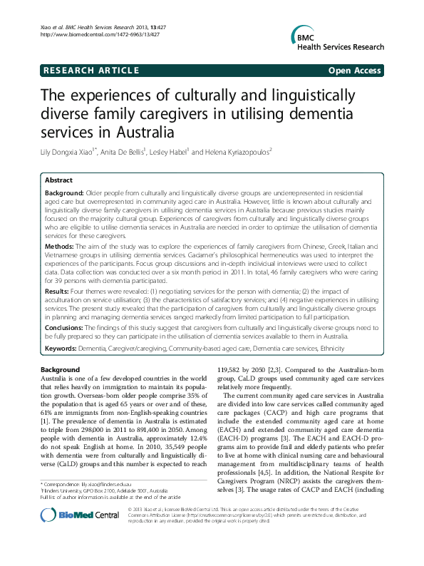 (PDF) Experiences of older immigrants living with dementia and their carers: a systematic review ...