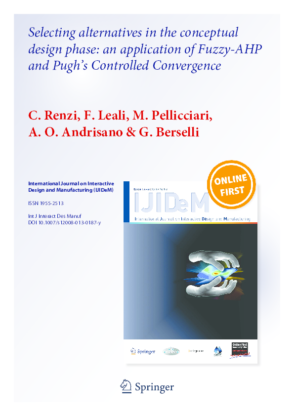 (PDF) Selecting alternatives in the conceptual design phase: an ...