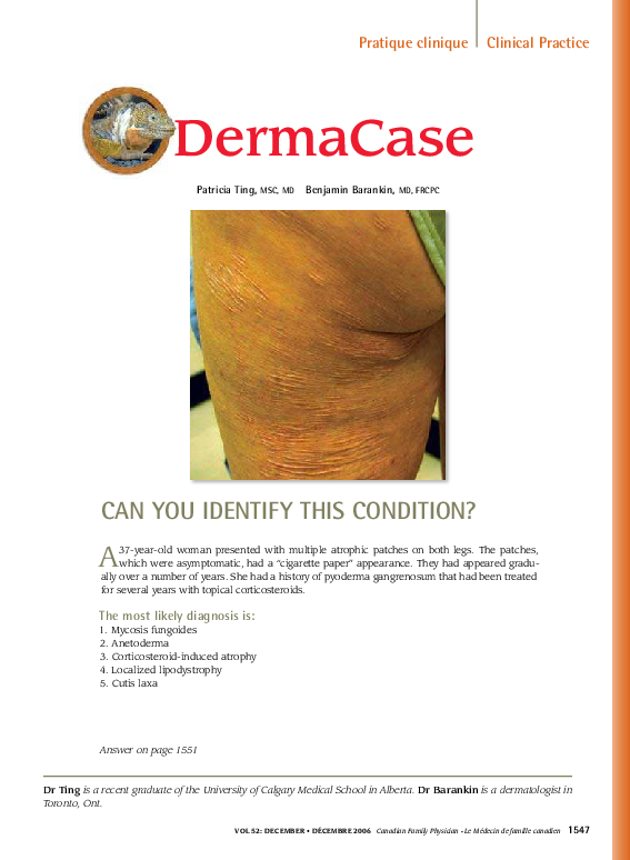 (PDF) Dermacase. Atrophic patches