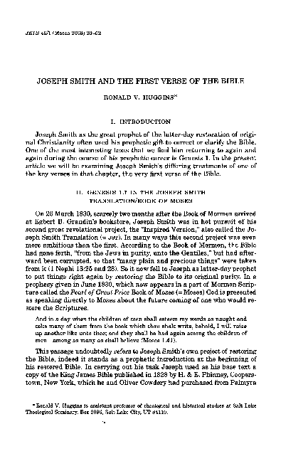 (PDF) Joseph Smith and the First Verse of the Bible