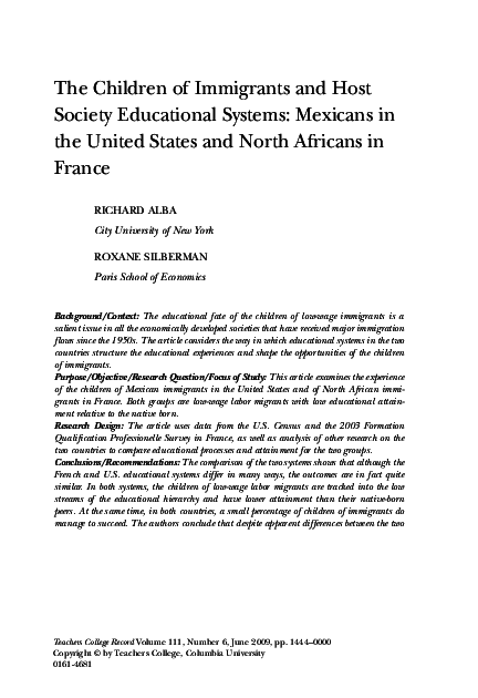 (PDF) The immigrants and their children