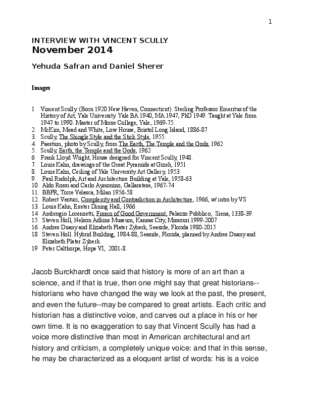 (DOC) Interview with Vincent Scully, November 2014, by Daniel Sherer ...