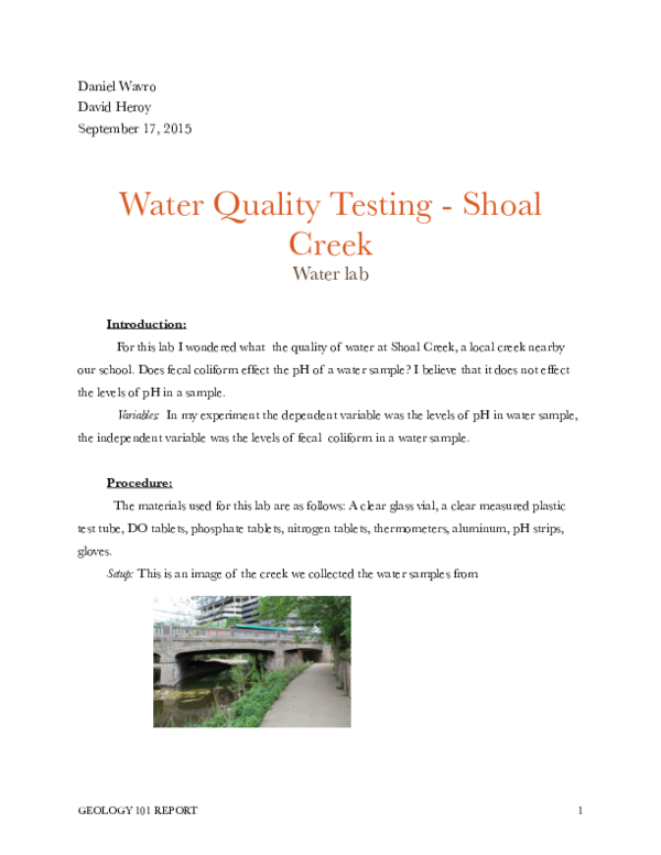 (PDF) Water lab