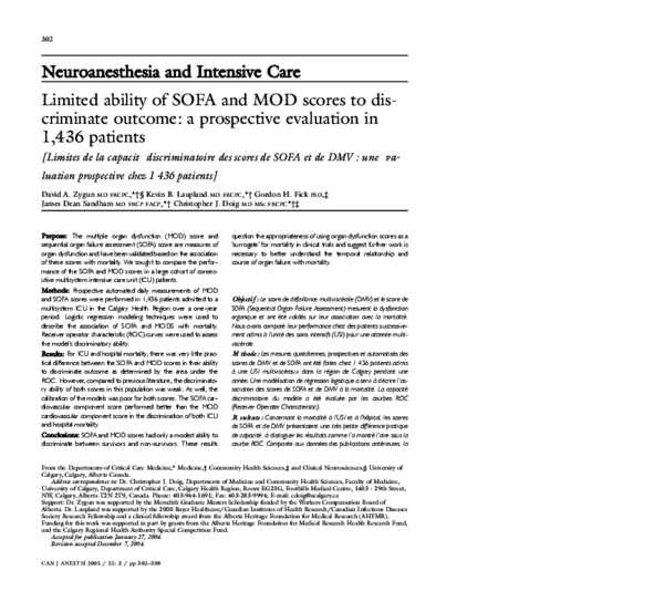 (PDF) Neuroanesthesia and Intensive Care Limited ability of SOFA and ...