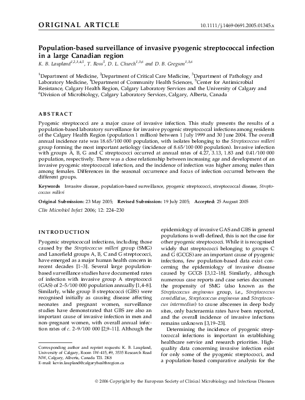 (PDF) Population-based surveillance of invasive pyogenic streptococcal ...