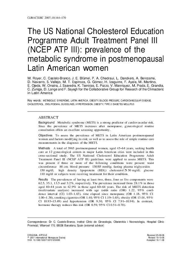 (PDF) The US National Cholesterol Education Programme Adult Treatment ...