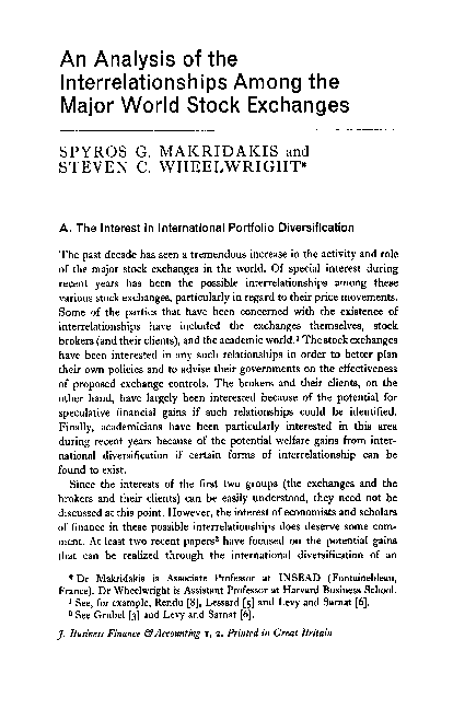 (PDF) An Analysis of the Interrelationships Among the Major World Stock ...