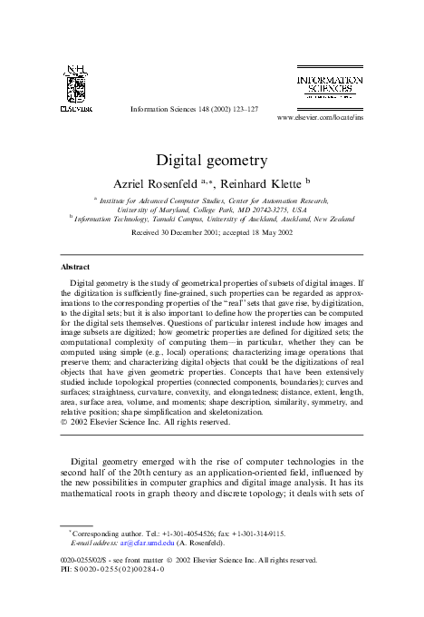 (PDF) Digital geometry