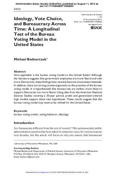 (PDF) Ideology, Vote Choice, and Bureaucracy Across Time: A ...