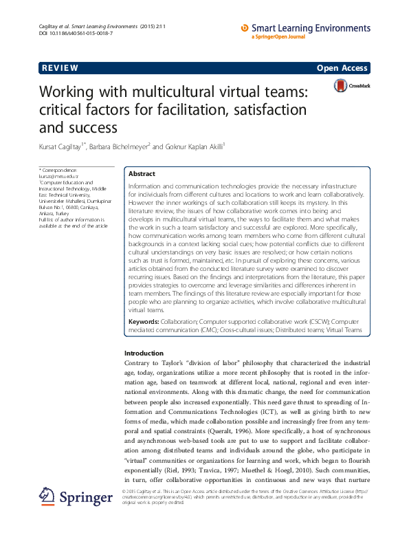 (PDF) Working with multicultural virtual teams: critical factors for ...
