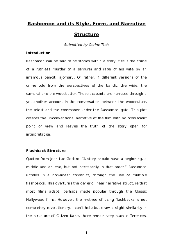 (DOC) Rashomon and its Style