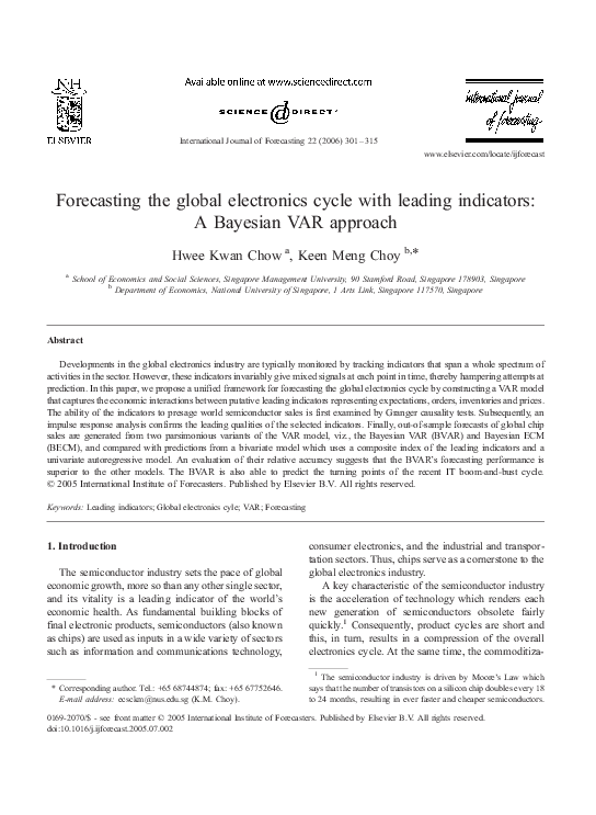 (PDF) Forecasting the global electronics cycle with leading indicators ...