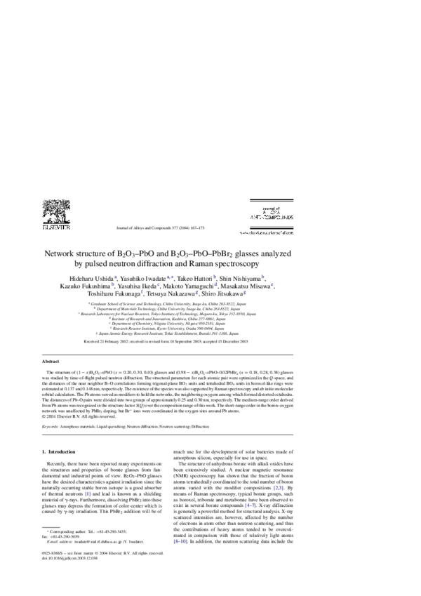 (PDF) Network structure of B2O3–PbO and B2O3–PbO–PbBr2 glasses analyzed ...