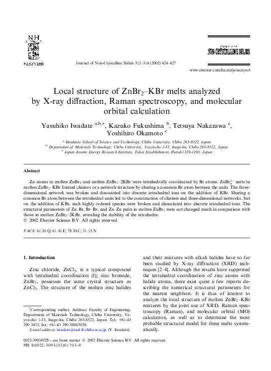 (PDF) Local structure of ZnBr2–KBr melts analyzed by X-ray diffraction ...